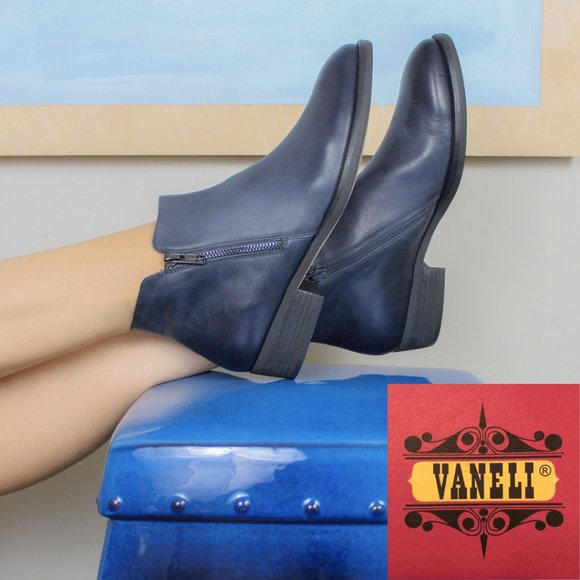 Vaneli | Shoes | Vaneli Bootie Blue Leather Hania Dual Zipper | Poshmark